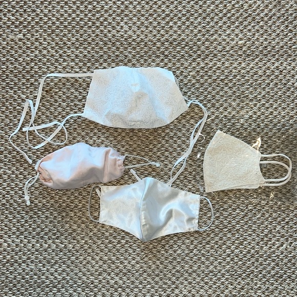 Zara | Accessories | Zara Bundle Of Four Face Masks Pink White Satin ...